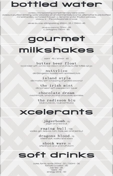 Menu at Central One Bar & Restaurant, Johannesburg