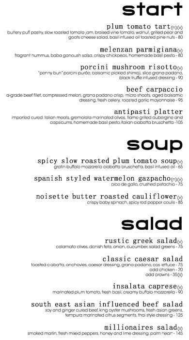 Menu at Central One Bar & Restaurant, Johannesburg