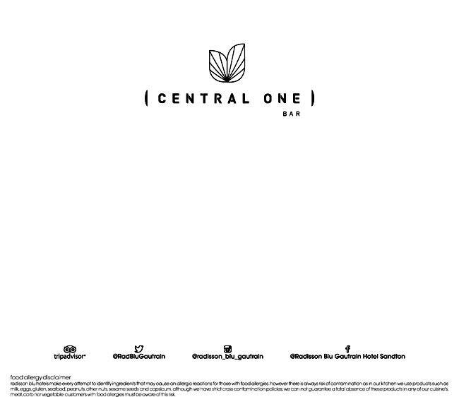 Menu at Central One Bar & Restaurant, Johannesburg