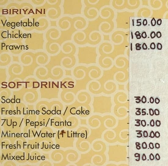 Menu at Galaxy Restaurant, Mahabalipuram