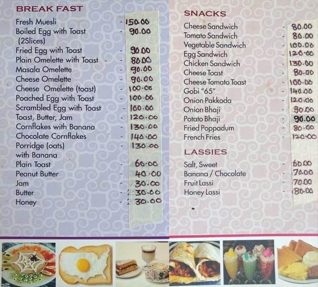 Menu at Galaxy Restaurant, Mahabalipuram