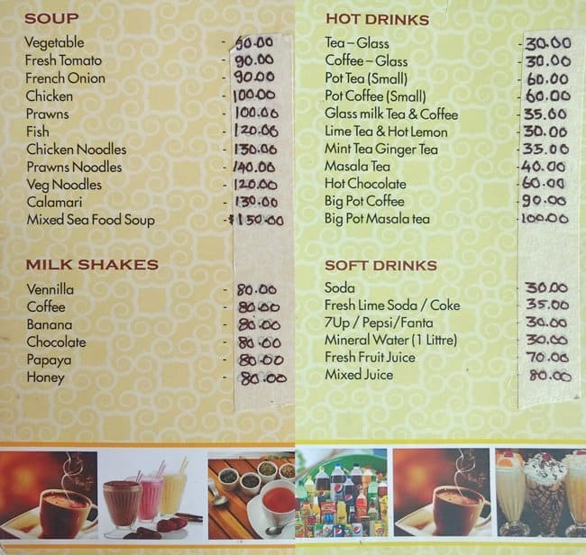 Menu at Galaxy Restaurant, Mahabalipuram
