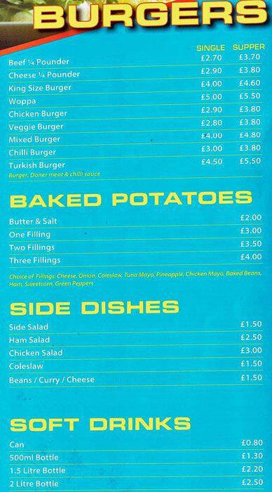 Menu at Bodrum Express restaurant, Edinburgh, 202 Dalkeith Rd