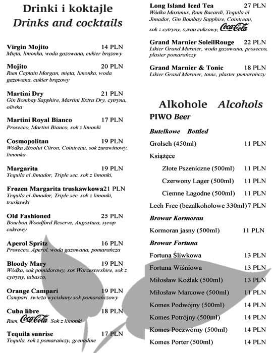 Menu at Restauracja SZKLARNIA FOOD &WINE restaurant, Warsaw, Mińska 25