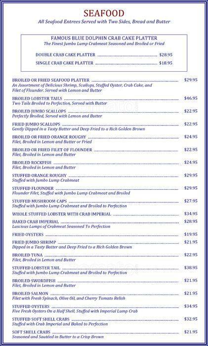 Menu at Blue Dolphin Seafood Bar & Grill, Crofton, MD-3 North