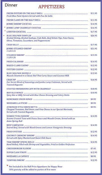 Menu at Blue Dolphin Seafood Bar & Grill, Crofton, MD-3 North