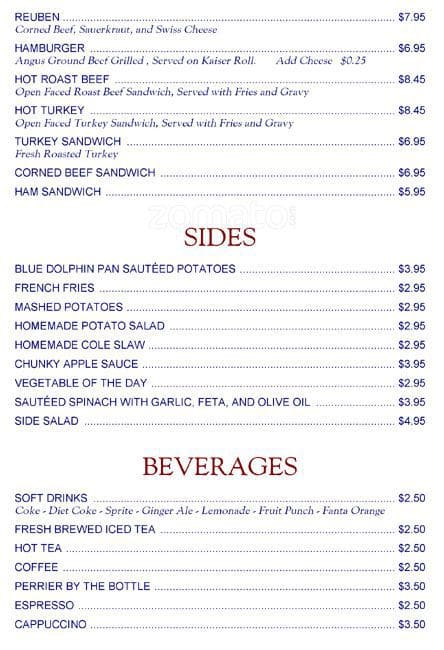 Menu at Blue Dolphin Seafood Bar & Grill, Crofton, MD-3 North