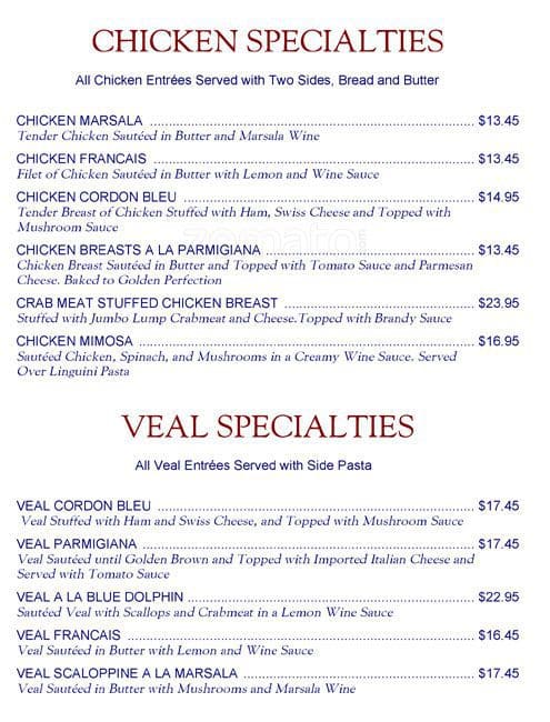 Menu at Blue Dolphin Seafood Bar & Grill, Crofton, MD-3 North
