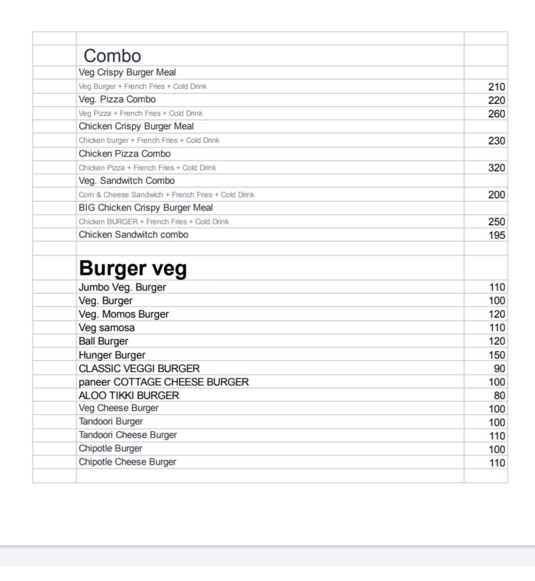 Menu of Slider burger, Koregaon Park, Pune