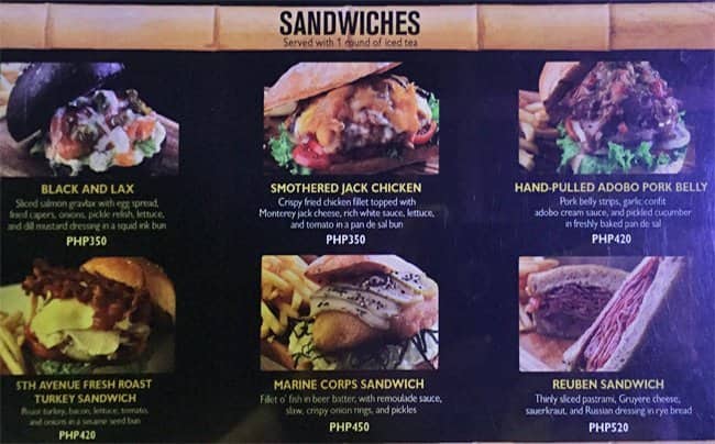 Menu at New York Pinoy Deli restaurant, Pasay