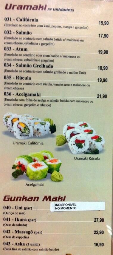 Menu em Sushi Hiro restaurante, São Paulo