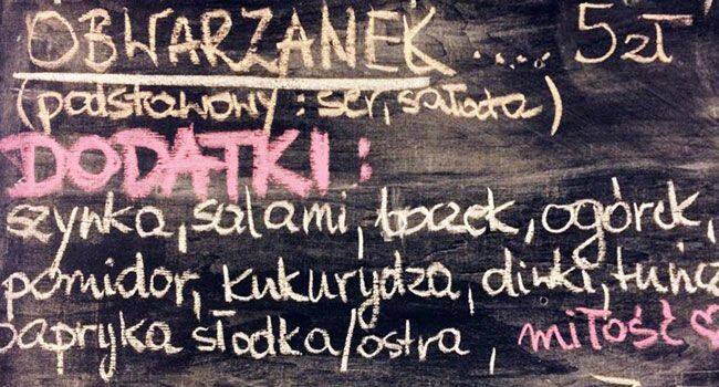 Menu at Hex cafe, Kraków