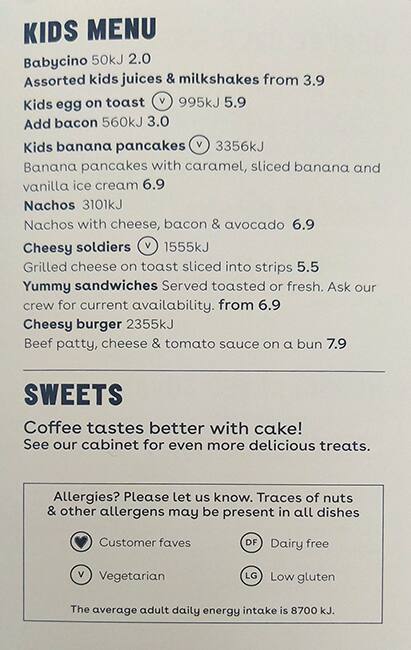 Menu at Jamaica Blue cafe, Ringwood, Eastland Shopping Centre