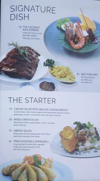 Menu at Coconut Restaurant, Jimbaran
