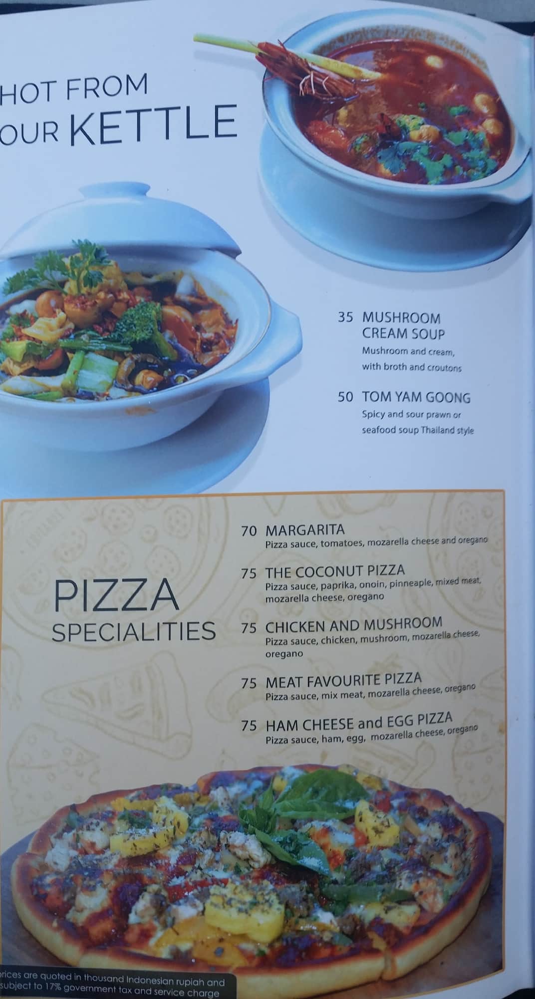 Menu at Coconut Restaurant, Jimbaran