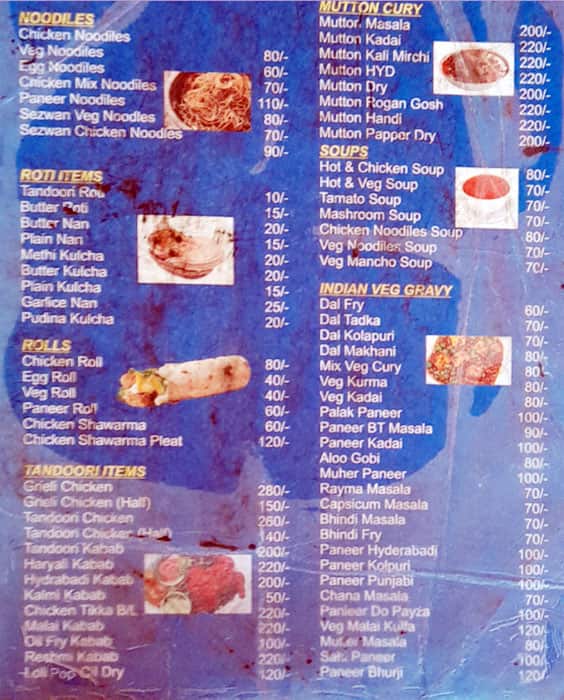 Menu at Yash Family Restaurant, Bengaluru