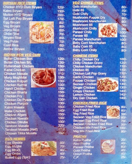 Menu at Yash Family Restaurant, Bengaluru