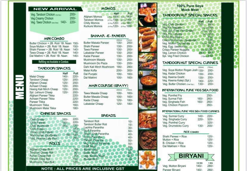 Menu of Mr. Singh's Tandoori Hut, Urban Estate, Patiala