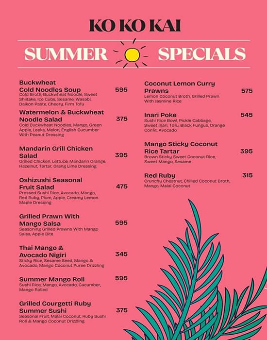 Menu of Ko Ko Kai - Asian Kitchen And Cocktails, Gandipet, Hyderabad