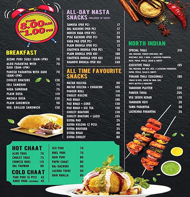 Menu of Kanha, Esplanade, Kolkata