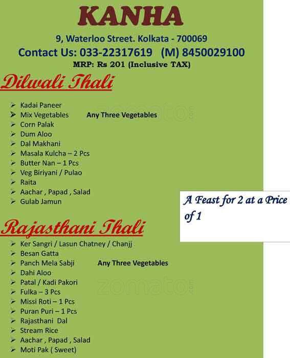 Kanha Menu, Menu for Kanha, Esplanade, Kolkata - Zomato