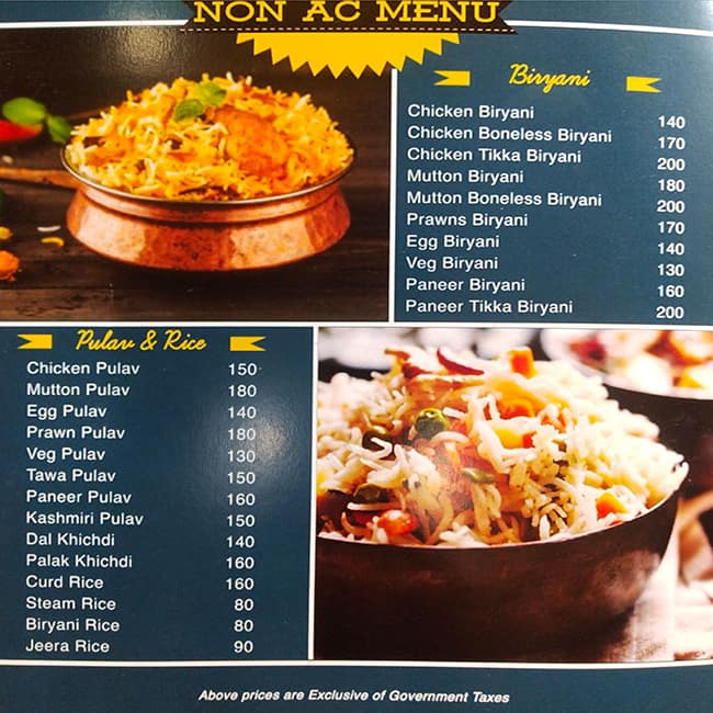 Menu at Hotel Mohan Punjab, Mumbai