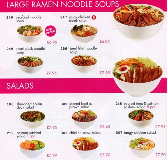 Menu at You Me Sushi restaurant, London, 37 Tottenham Court Rd