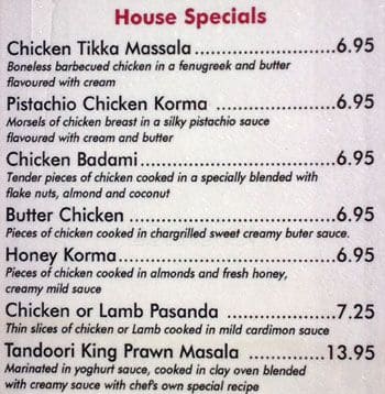 Menu at Akash Tandoori Restaurant, Radlett, 195 Watling St