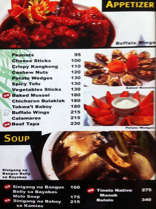 Menu at Off the Grill pub & bar, Cainta