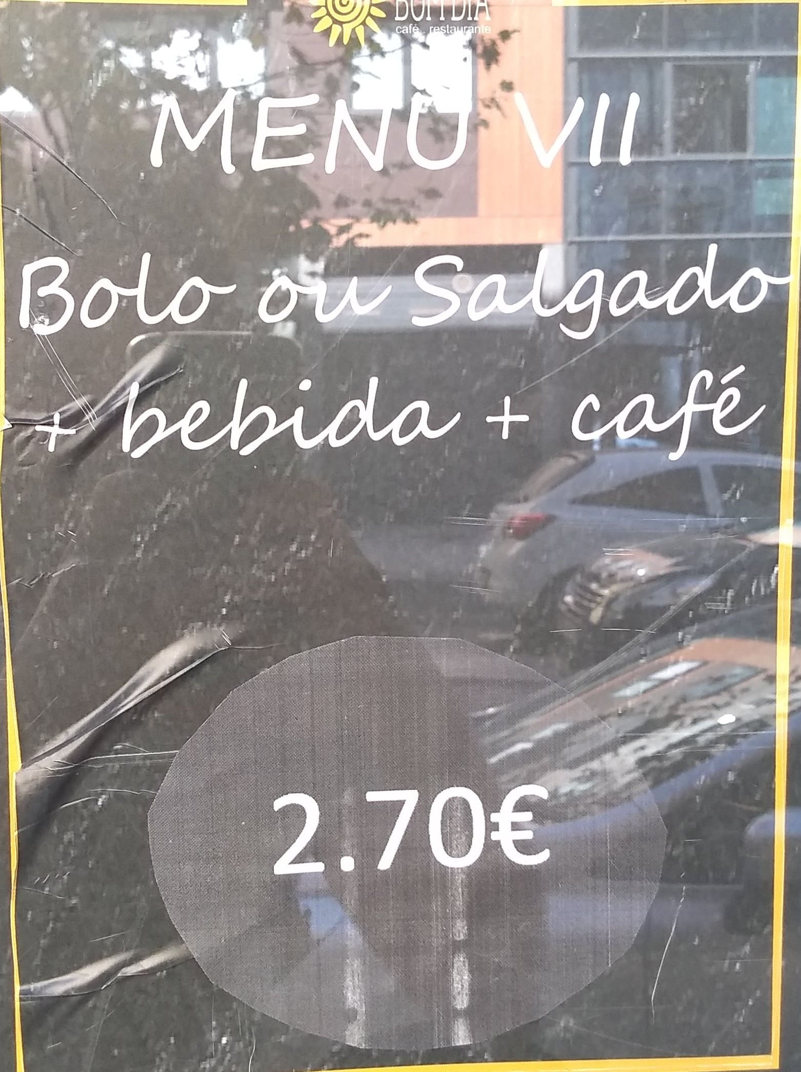 Menu at Bom Dia cafe, Lisbon, R. Viriato 8
