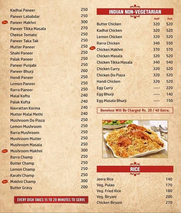 Menu at Basant, Ludhiana, Chandigarh Rd
