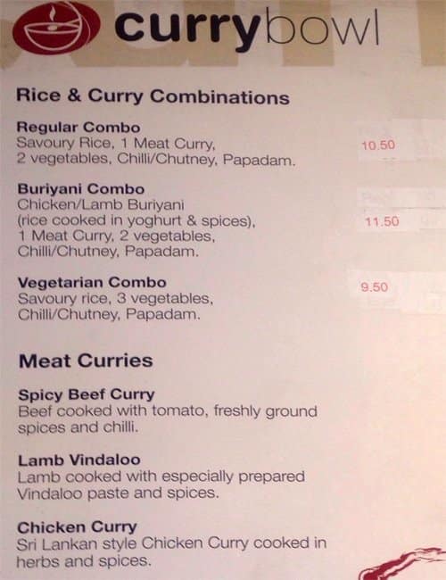 Menu at Curry In A Bowl (on Ltl Collins Street) restaurant, Melbourne ...