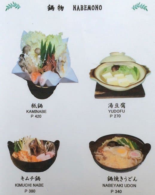 Menu at Nonki Teppanyaki Japanese Restaurant, Mandaue City, J Centre Bldg