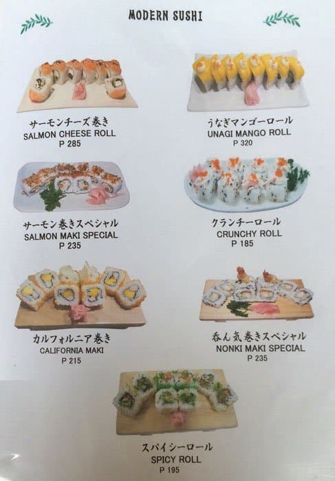 Menu at Nonki Teppanyaki Japanese Restaurant, Mandaue City, J Centre Bldg