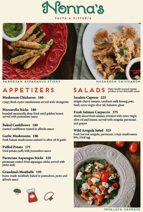 Nonna's Pasta & Pizzeria Menu - Zomato Philippines