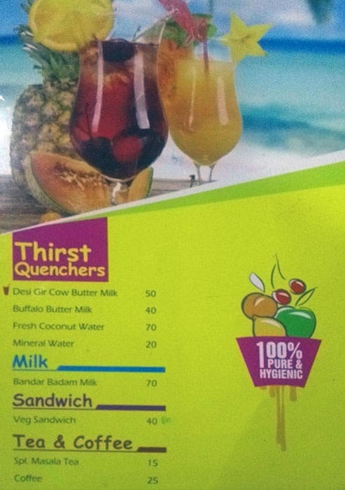 Menu at Juice point, Hyderabad, Plot 208