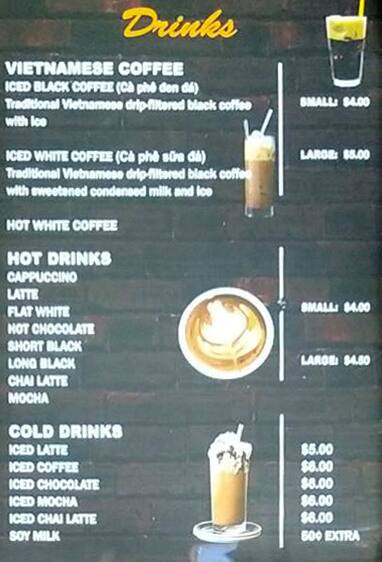 Menu at Viet Rose Cafe, Fitzroy