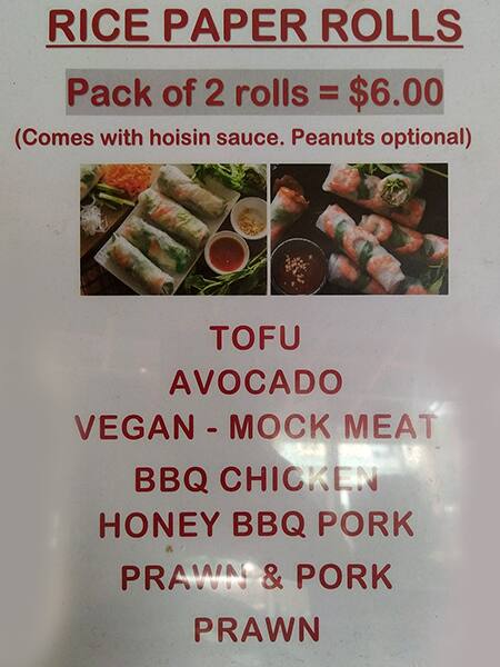 Menu at Viet Rose Cafe, Fitzroy