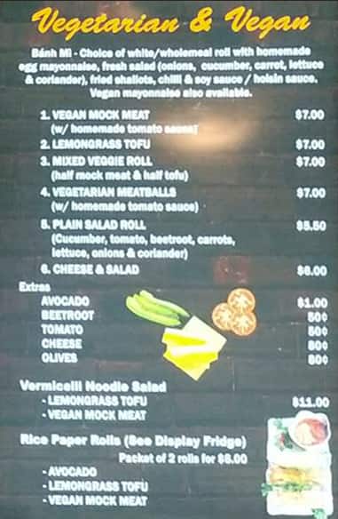 Menu at Viet Rose Cafe, Fitzroy