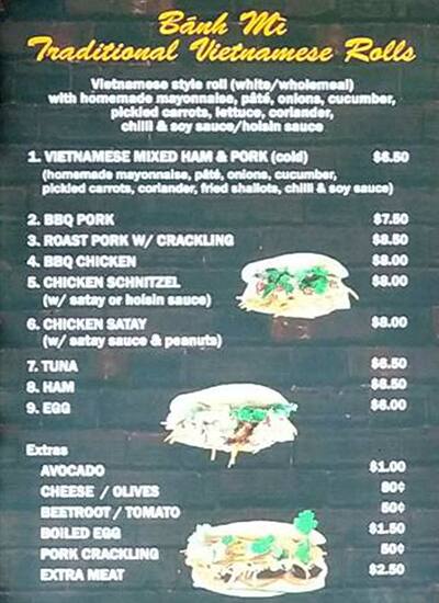 Menu at Viet Rose Cafe, Fitzroy