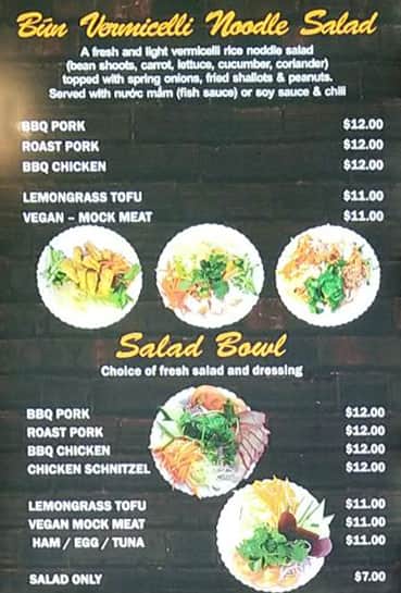Menu at Viet Rose Cafe, Fitzroy