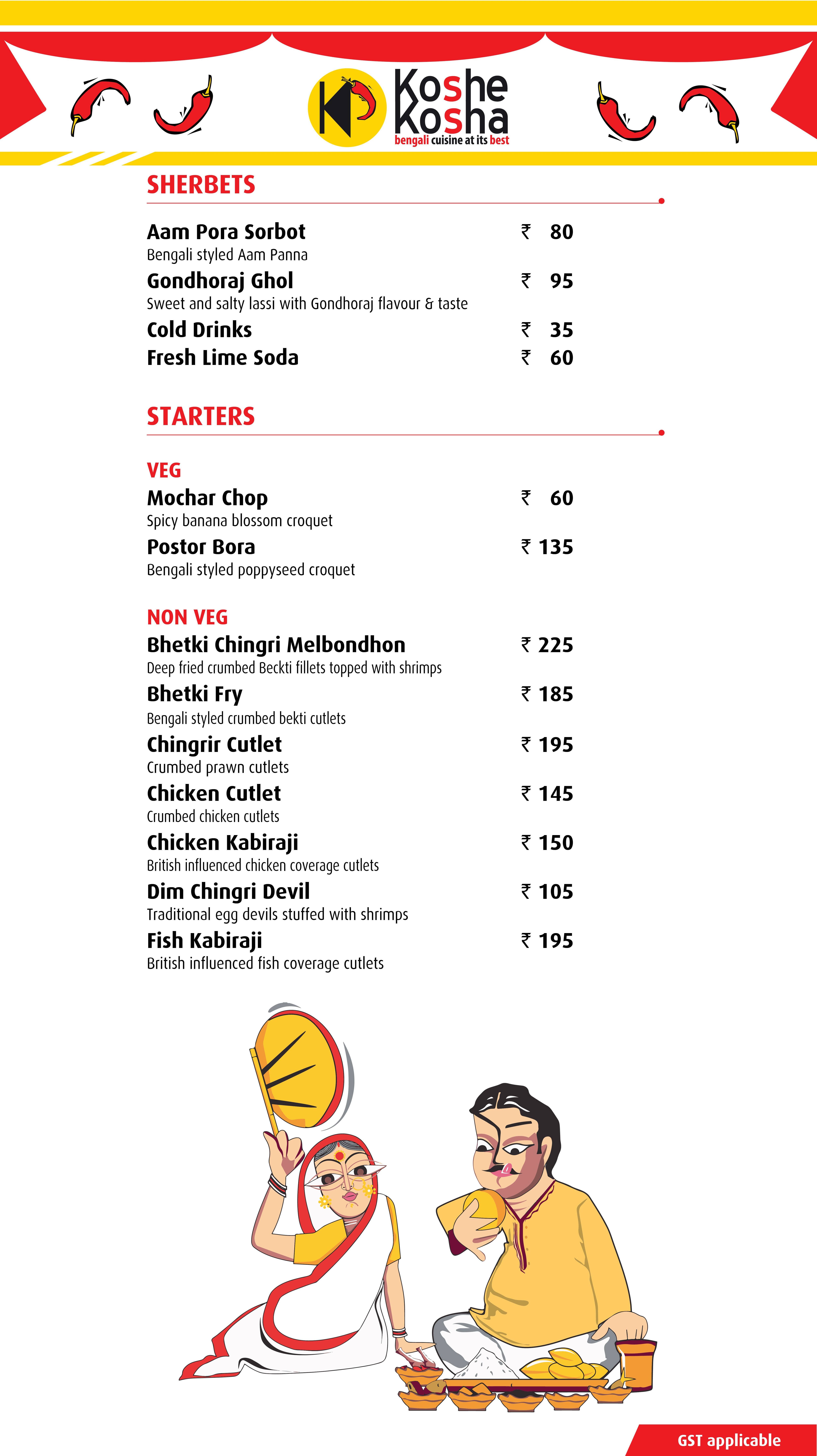 Koshe Kosha Menu, Menu for Koshe Kosha, Sector 3, Salt Lake, Kolkata ...