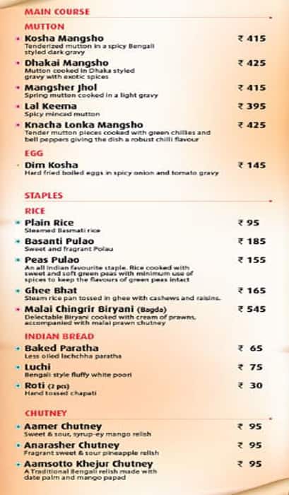 Menu at Koshe Kosha - Salt Lake, Kolkata, FE-18