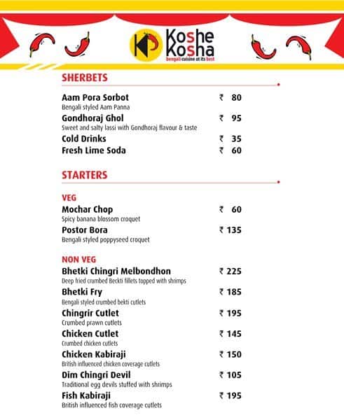 Koshe Kosha Menu, Menu for Koshe Kosha, Sector 3, Salt Lake, Kolkata ...