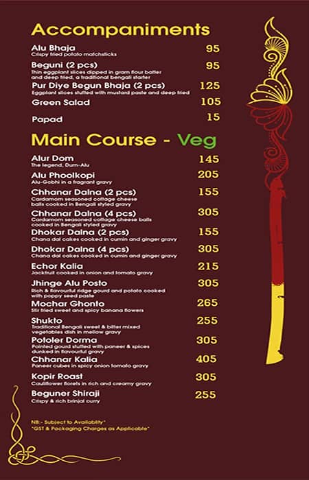 Menu of Koshe Kosha, Golpark, Kolkata