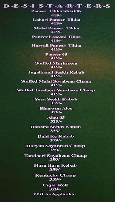 Menu at Green Lounge, Delhi, Aggarwal City Mall