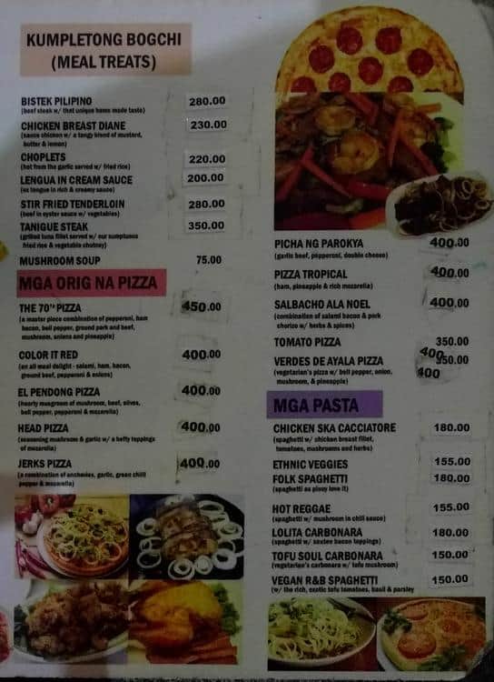 Menu at The 70s Bistro bar, Quezon City, 46 Anonas