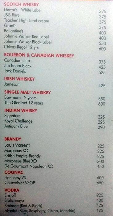 Menu at Unlock Bar, Chennai, 11