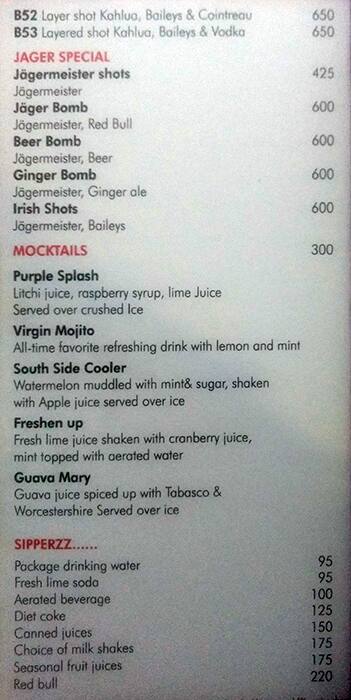 Menu at Unlock Bar, Chennai, 11