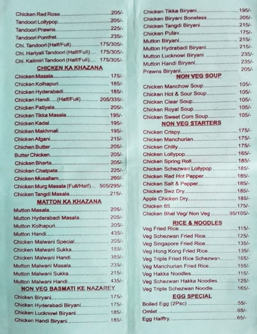 Menu at Royal Tandoor House, Virar